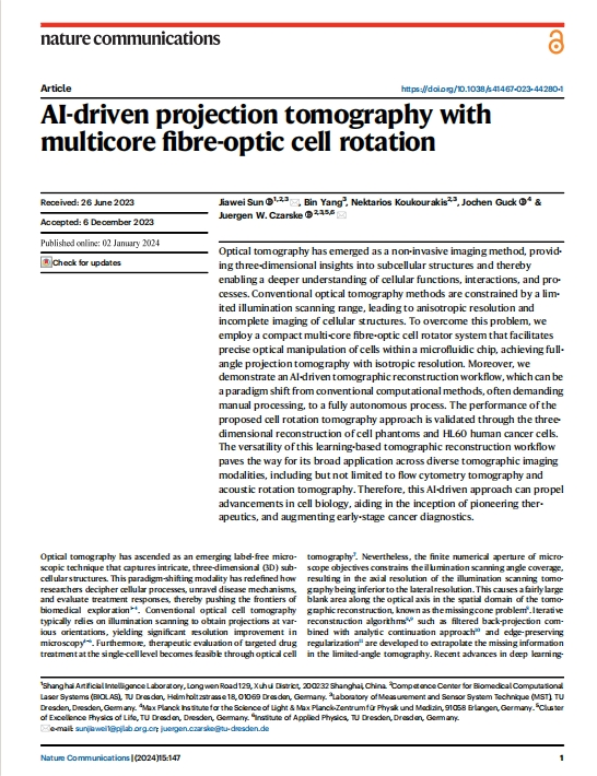 AI-driven projection tomography with multicore fibre-optic cell ...